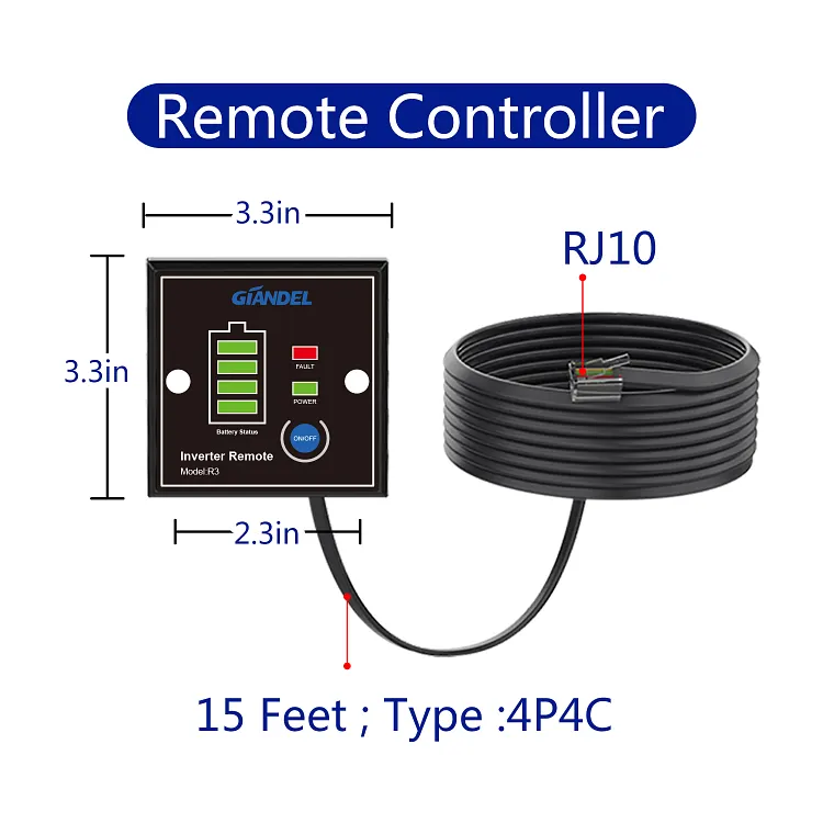 Remote Control Power Inverter 12V/24V Car Caravan Boat Camping 4.5m ...