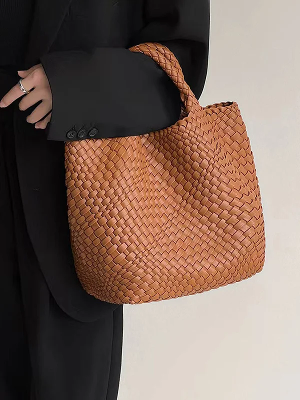Elegant Solid Color Woven Tote Handbags – The Epitome of Style and ...