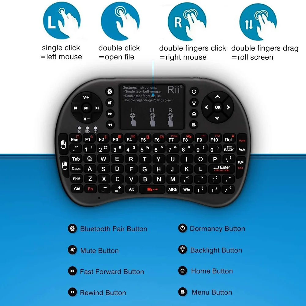 Rii i8+ Mini wireless Bluetooth keyboard