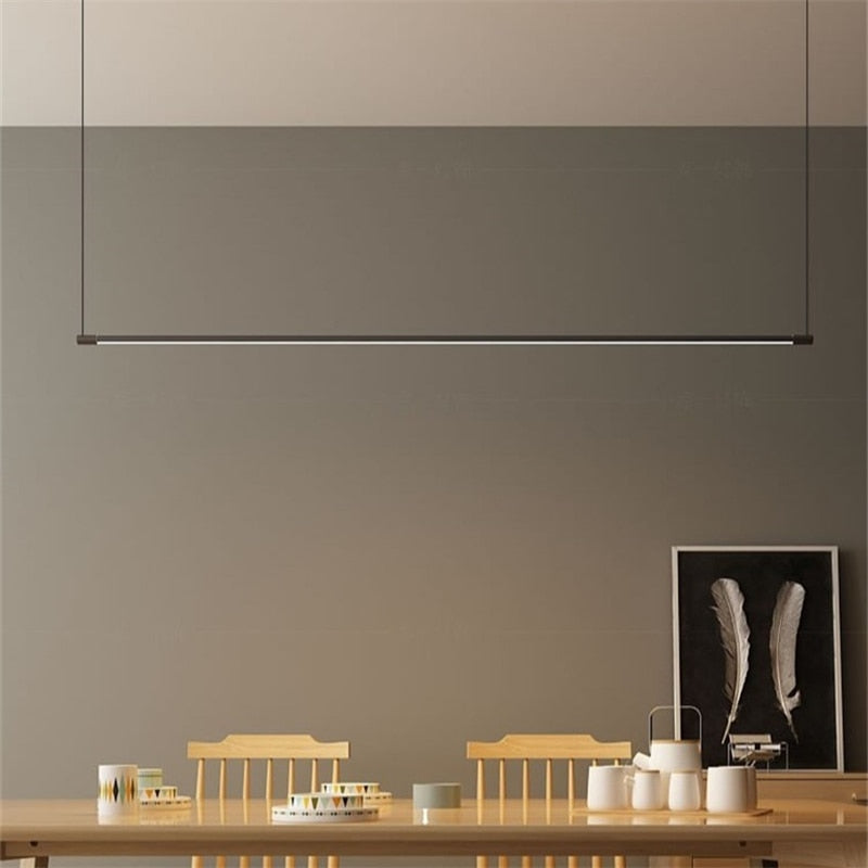 Ultra Slim Restaurant Dining Table Strip Pendant Lamp LED Office Modern ...
