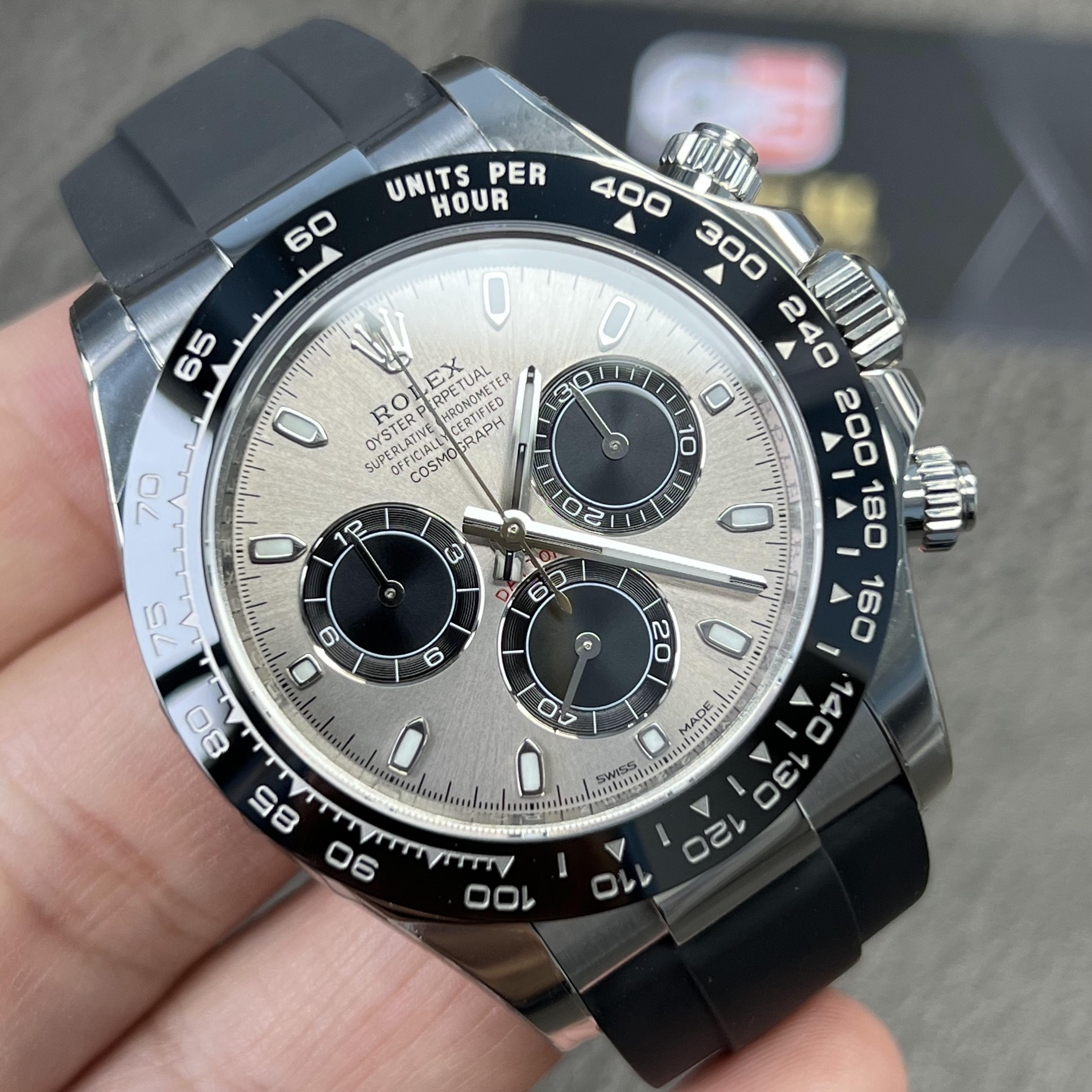 Rolex Cosmograph Daytona Ghost 116519LN with Grey Sunburst Dial Top Replica