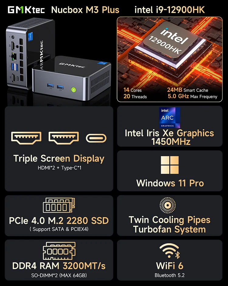 Intel 12th Core i9-12900HK Mini PC--NucBox M3 Plus