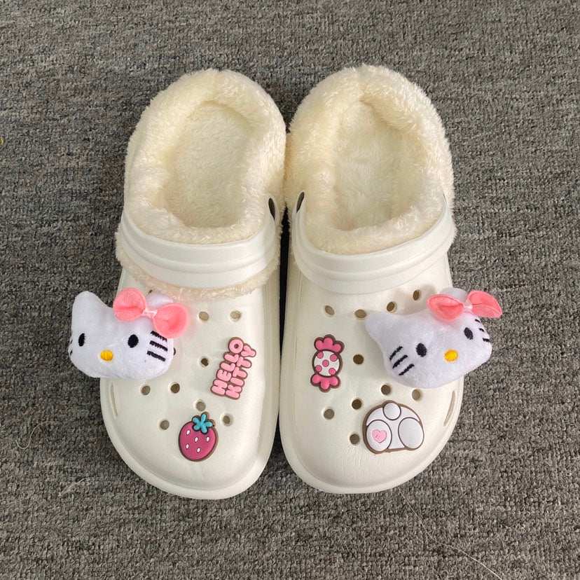 Kitty Winter Plush Crocs - Heartzcore