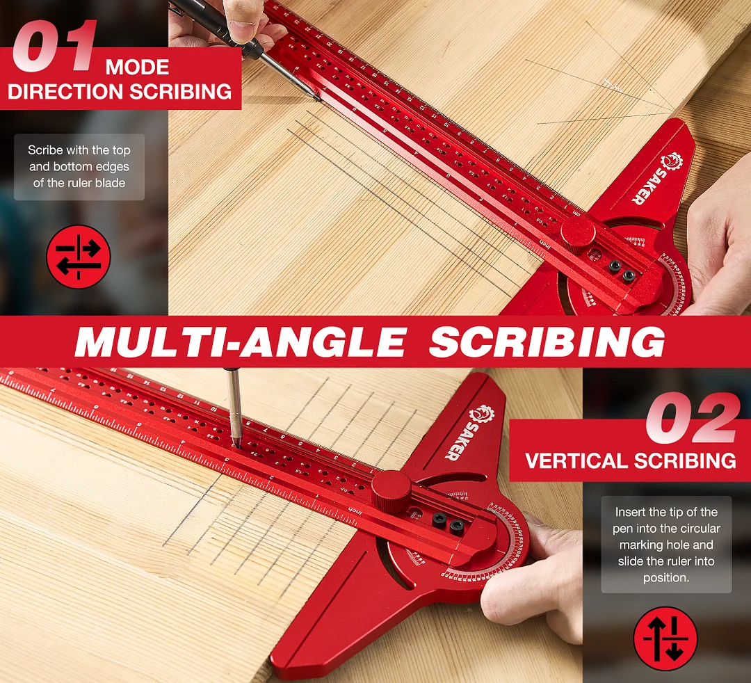 SAKER® Adjustable Aluminum Protractors with 13 Inch Ruler