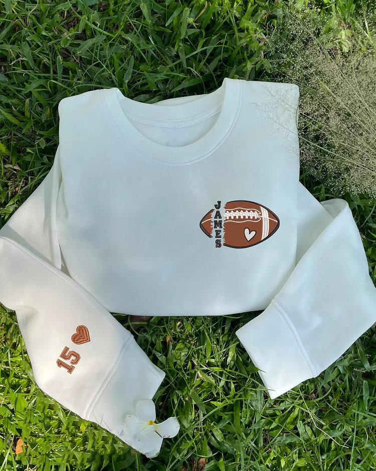 🏈Personalized Football Embroidered Sweatshirt- Custom Football Name And ...