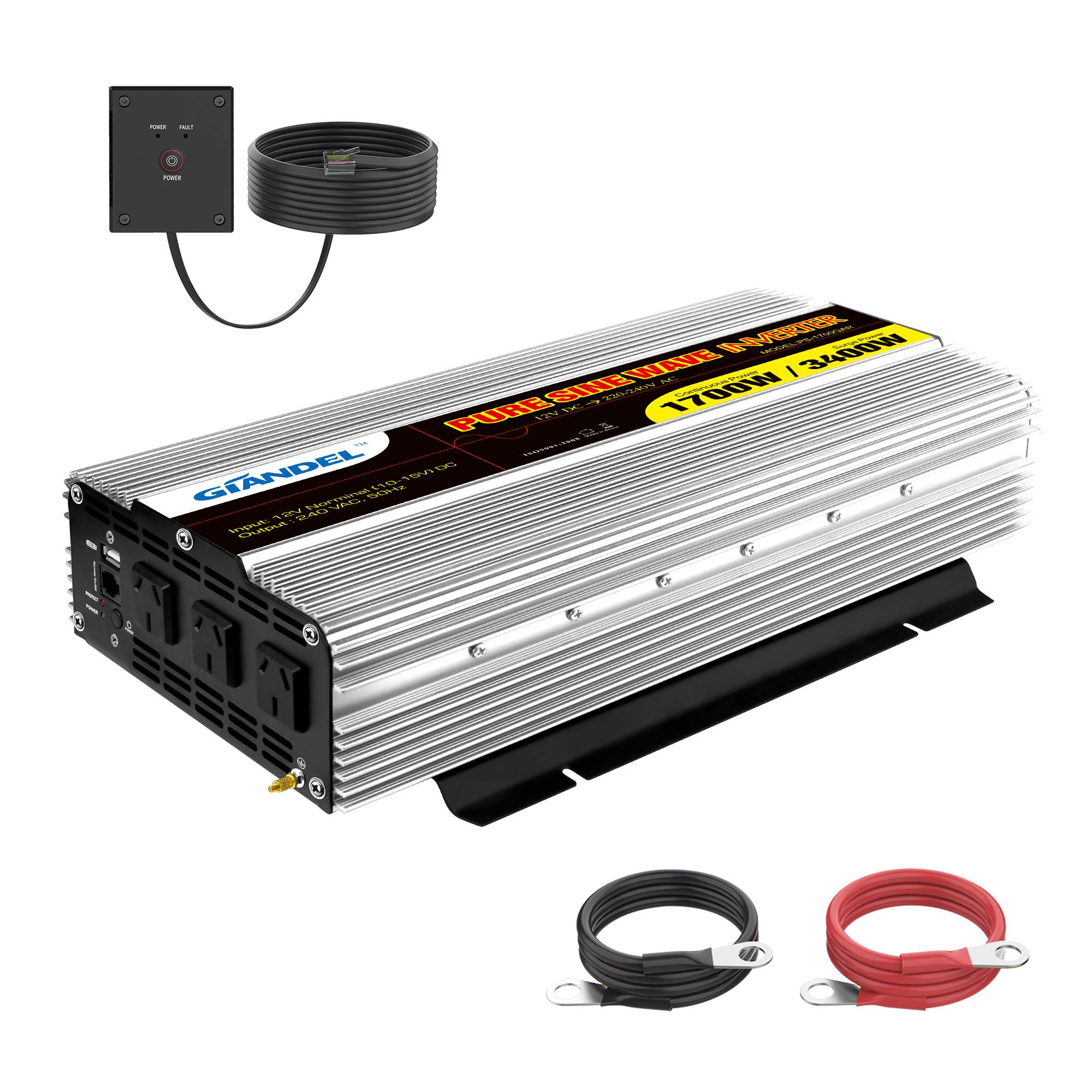 Pure Sine Wave Power Inverter 1700W 12V to 240V