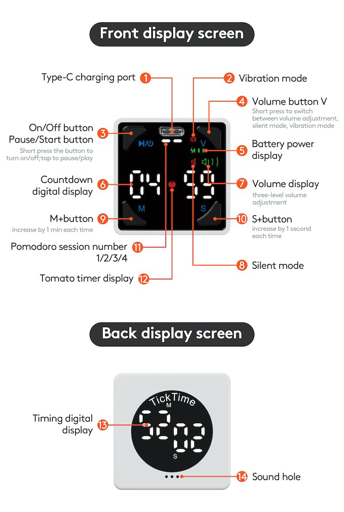 Ticktime Cube: Flip to Start Countdown & Manage Your Time | Ticktime Pomodoro Timer | Digital ...