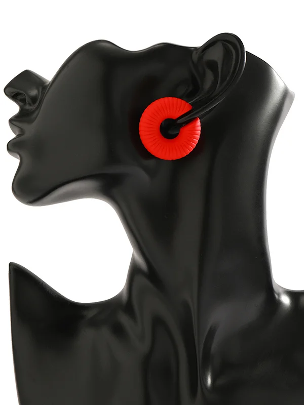 Symmetric Sophistication: Geometric Solid Color Ear Clips - Accessories