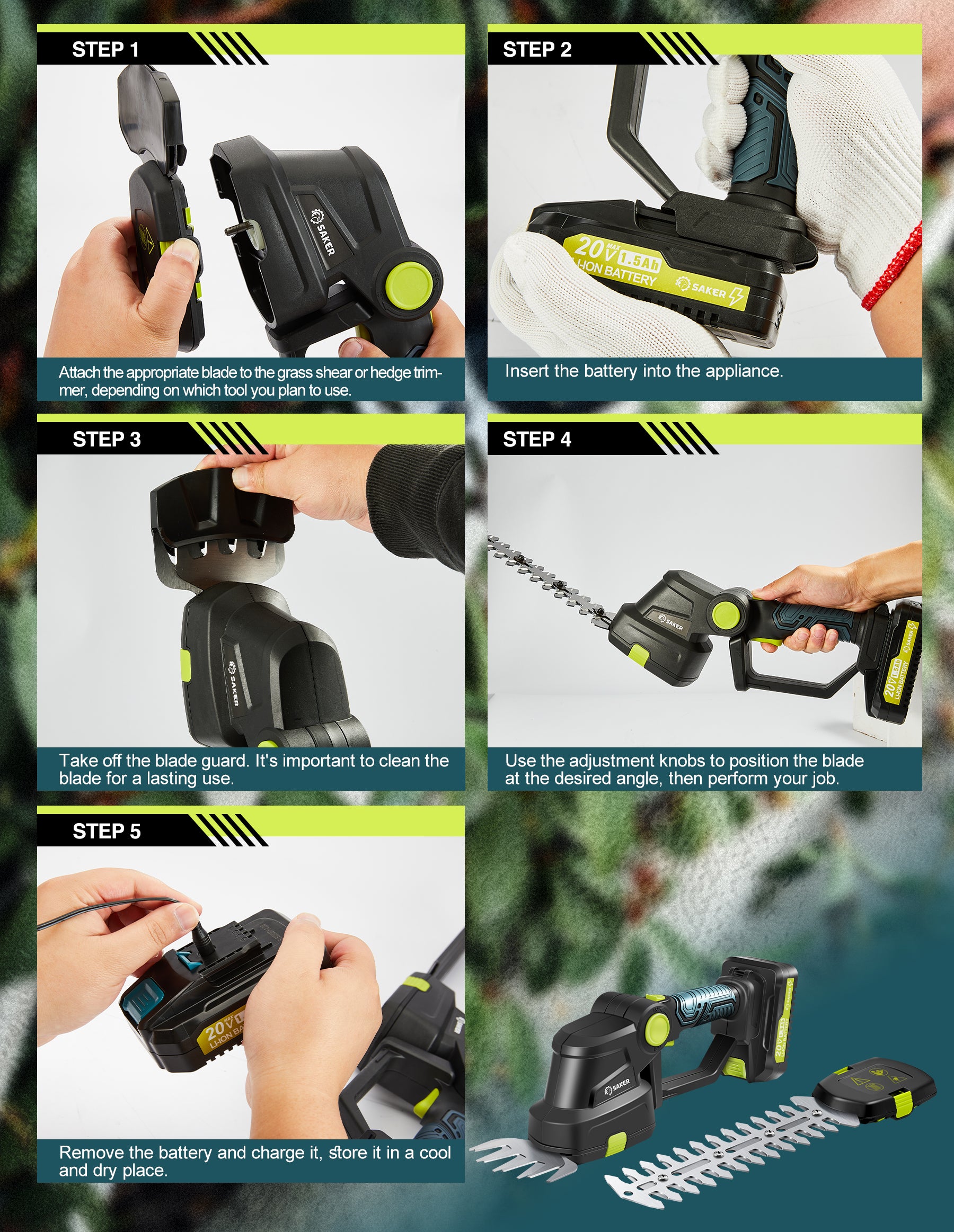 SAKER® Cordless Hedge Trimmer