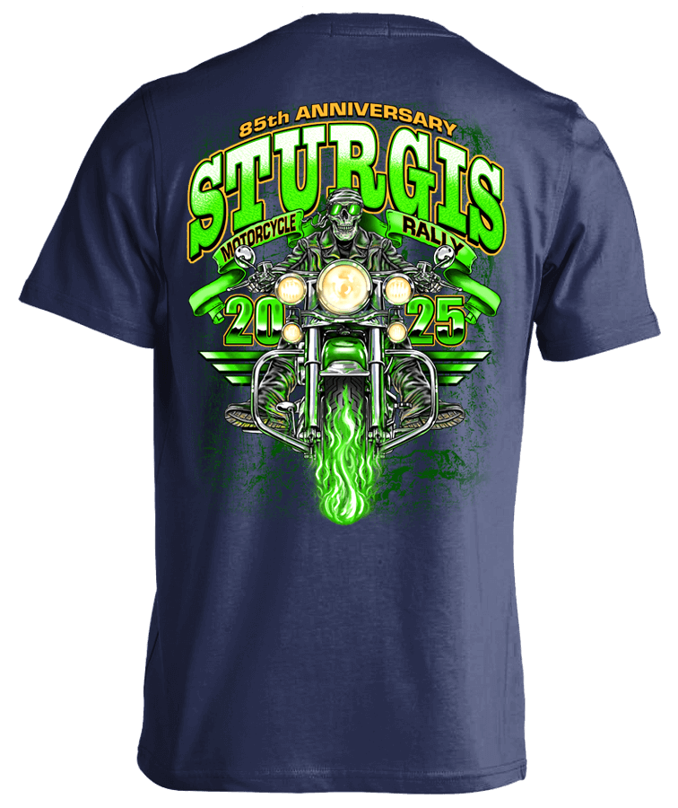 2025 Sturgis Motorcycle Rally Green Skeleton Rider - 85th Anniversary