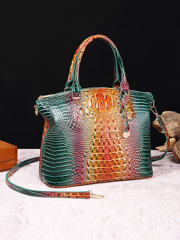 Alligator Print Pleated Split-Joint Bags Handbags