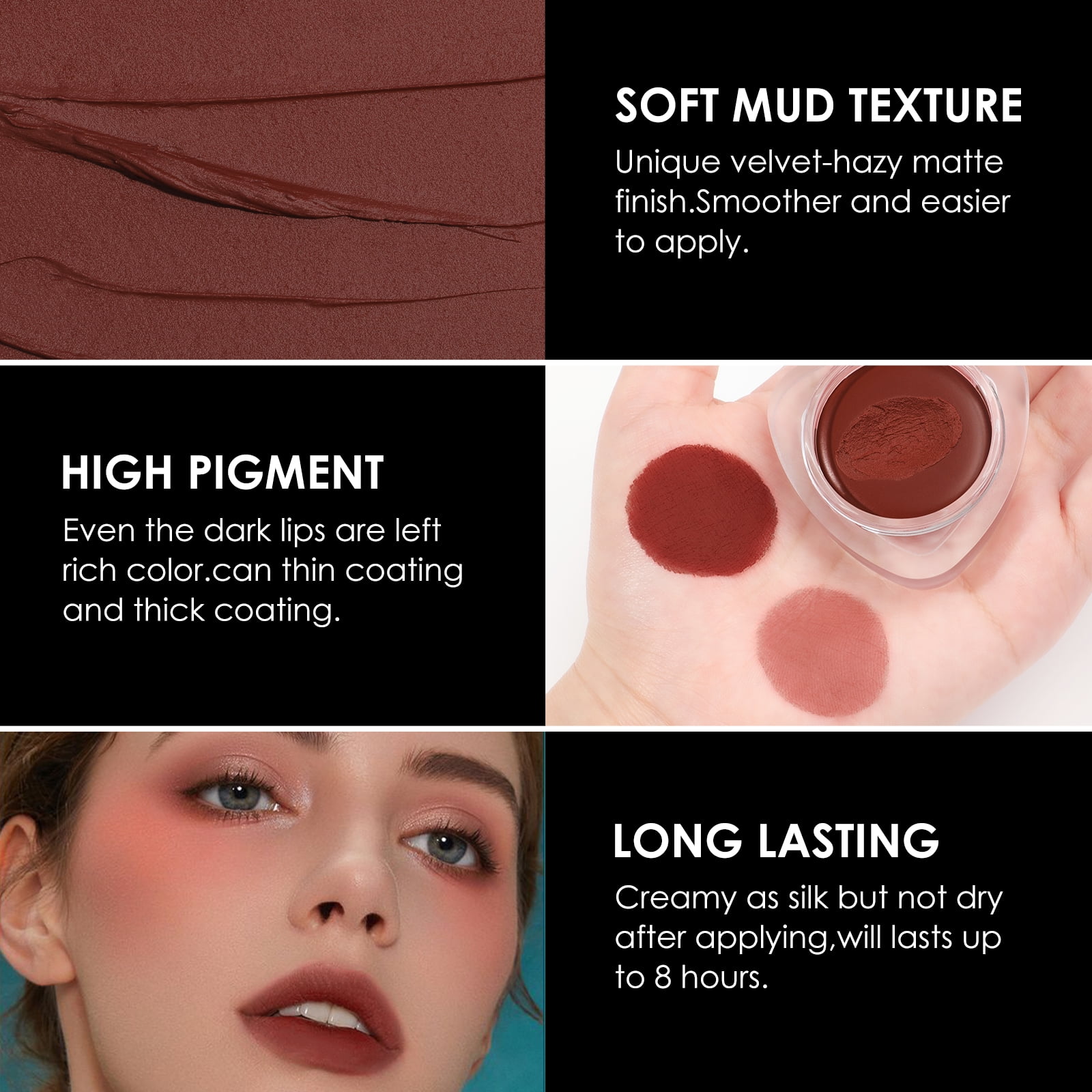 Velvet hazy matte blush lip mud, dual-use for lips and cheeks, high ...