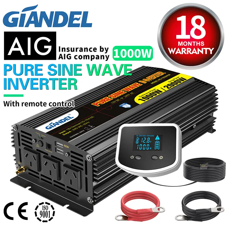 Giandel Pure Sine Wave Inverter 1000W 12V to 240V
