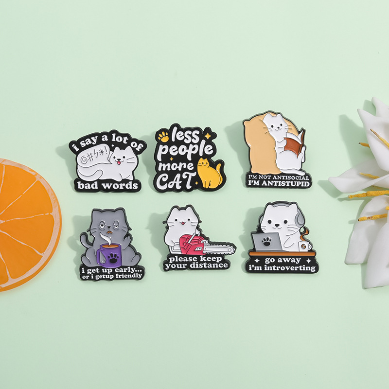 Creative Cute Cat English Letters Pins