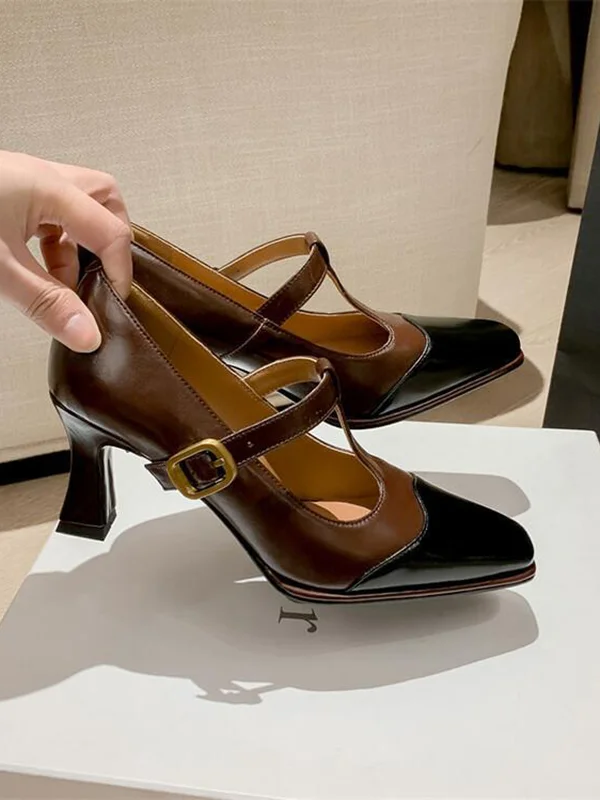 Modern Edge: Hollow Split-Joint Square-Toe Pumps