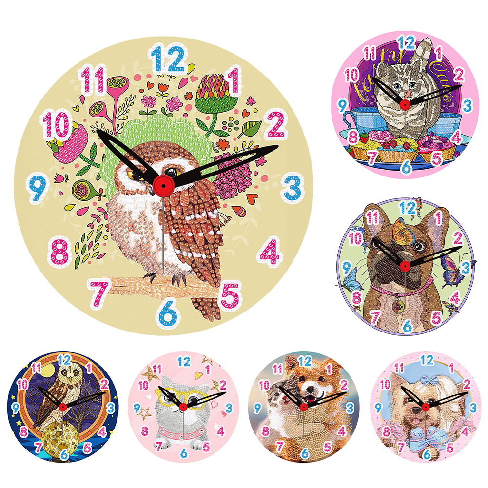Wooden Diamond Painting Clock Animals Diamond Art Clock Pendants Kit ...