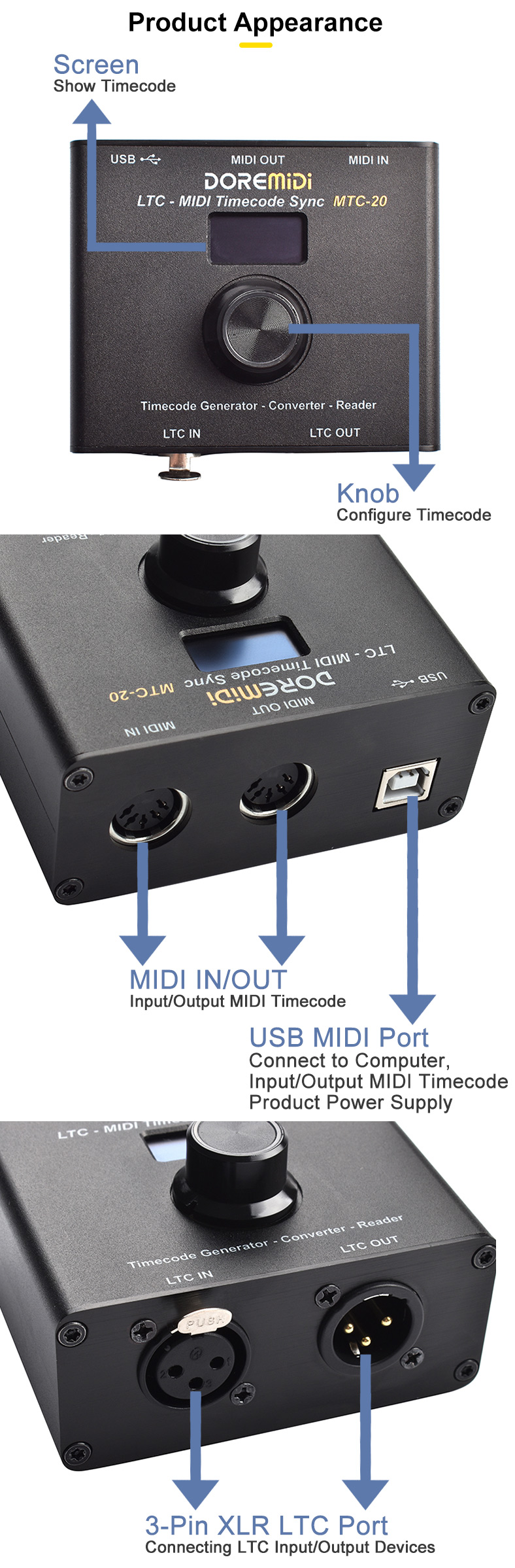 LTC-MIDI Timecode Sync MTC-20