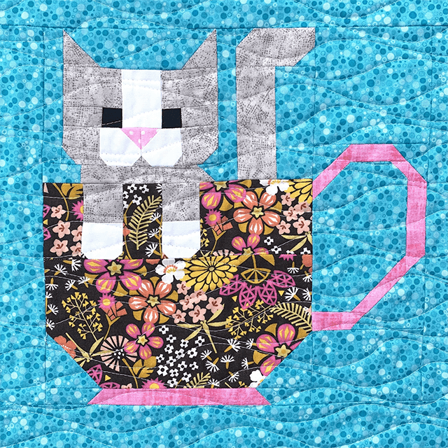 Kittens in Cups Quilt Pattern Template - With Instructions