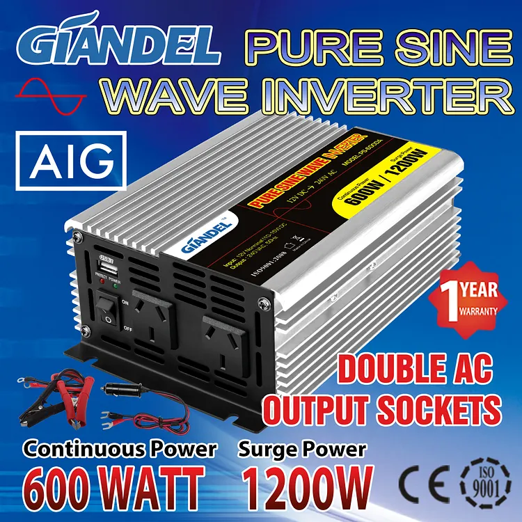 Power Inverter 600W 12V DC to AC 240V Car Plug Cable