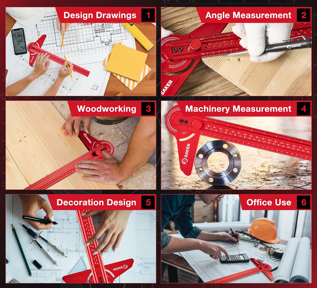 SAKER® Adjustable Aluminum Protractors with 13 Inch Ruler