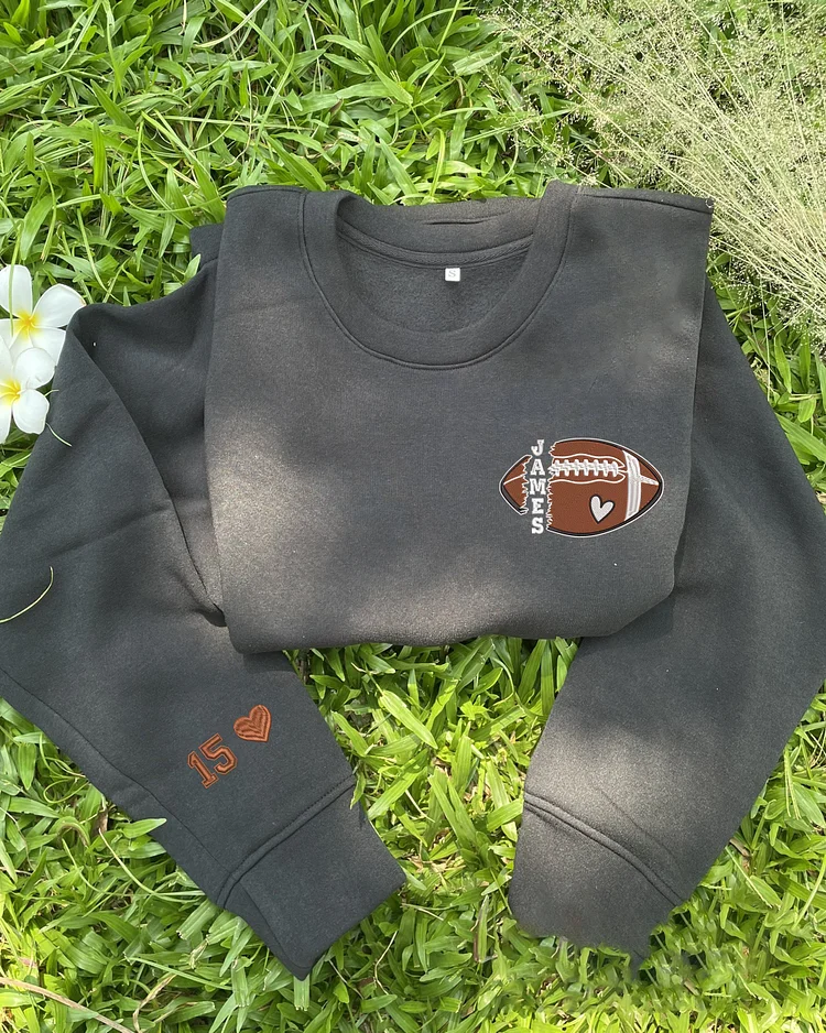 🏈Personalized Football Embroidered Sweatshirt- Custom Football Name And ...