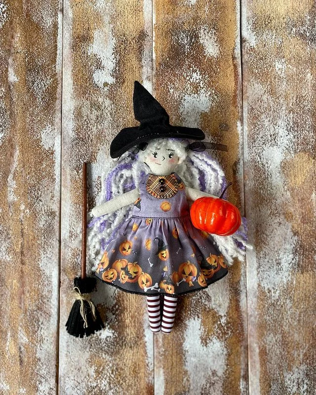 Sewing Witch Doll with Dress & House Template Set - With Instructions