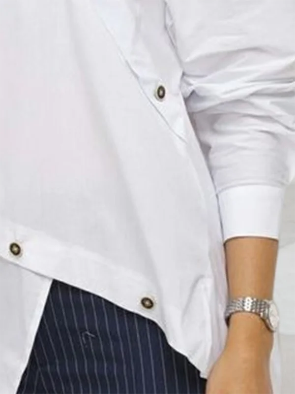 Asymmetric Elegance: Buttoned Split-Front Blouses & Shirts Tops with ...