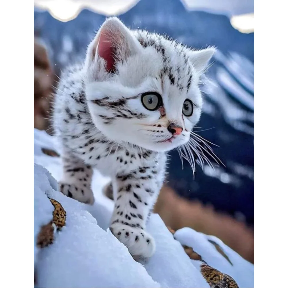 Snow Leopard (velvet cloth) AB drill full round/square diamond painting