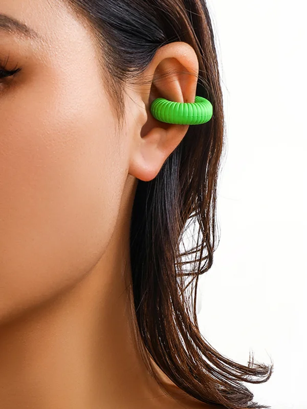 Symmetric Sophistication: Geometric Solid Color Ear Clips - Accessories