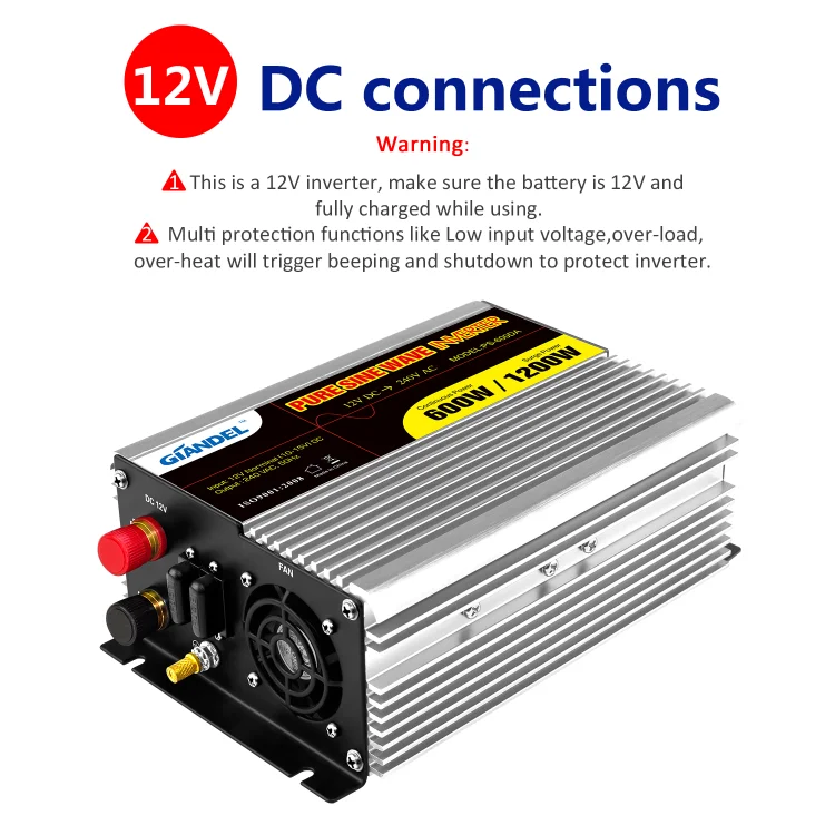 Power Inverter 600W 12V DC to AC 240V Car Plug Cable