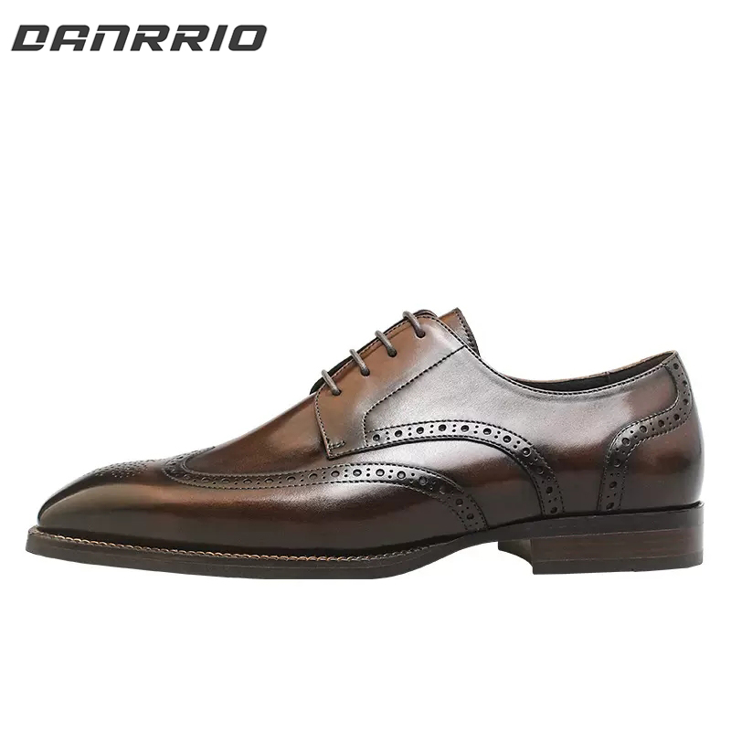 DANRRIO Handmade Brogue Carved Derby Shoes|Business Dress Shoes