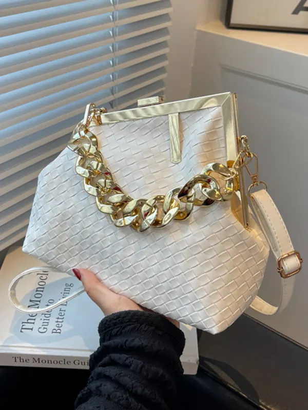 Elegant Geometric Chain-Adorned Handbags