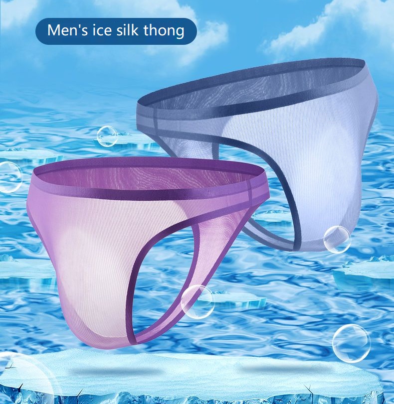 Men's Ultra-Thin Ice Silk Sexy Transparent Thong