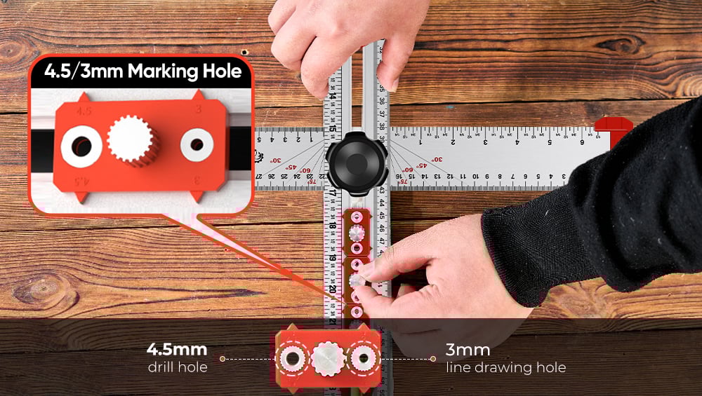 SAKER® 4 in 1 Drilling Positioning Ruler