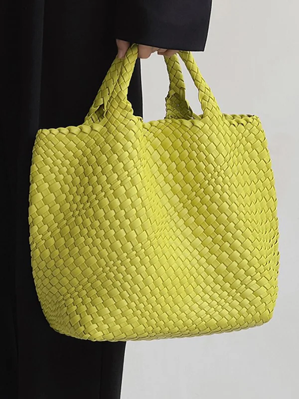 Elegant Solid Color Woven Tote Handbags – The Epitome of Style and ...