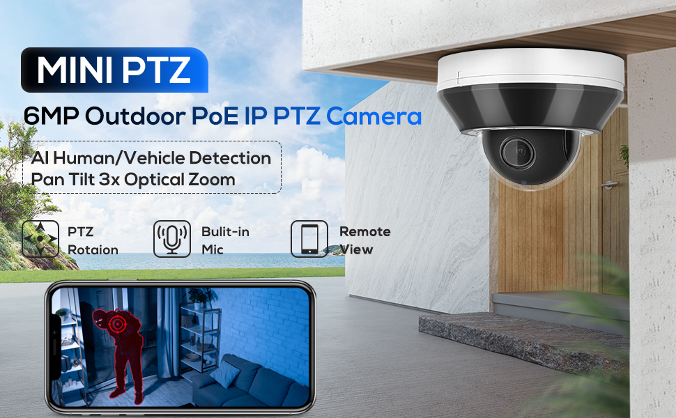 PTZ-3601-IZ｜6MP 3X Human Vehicle Detection POE PTZ Dome Camera