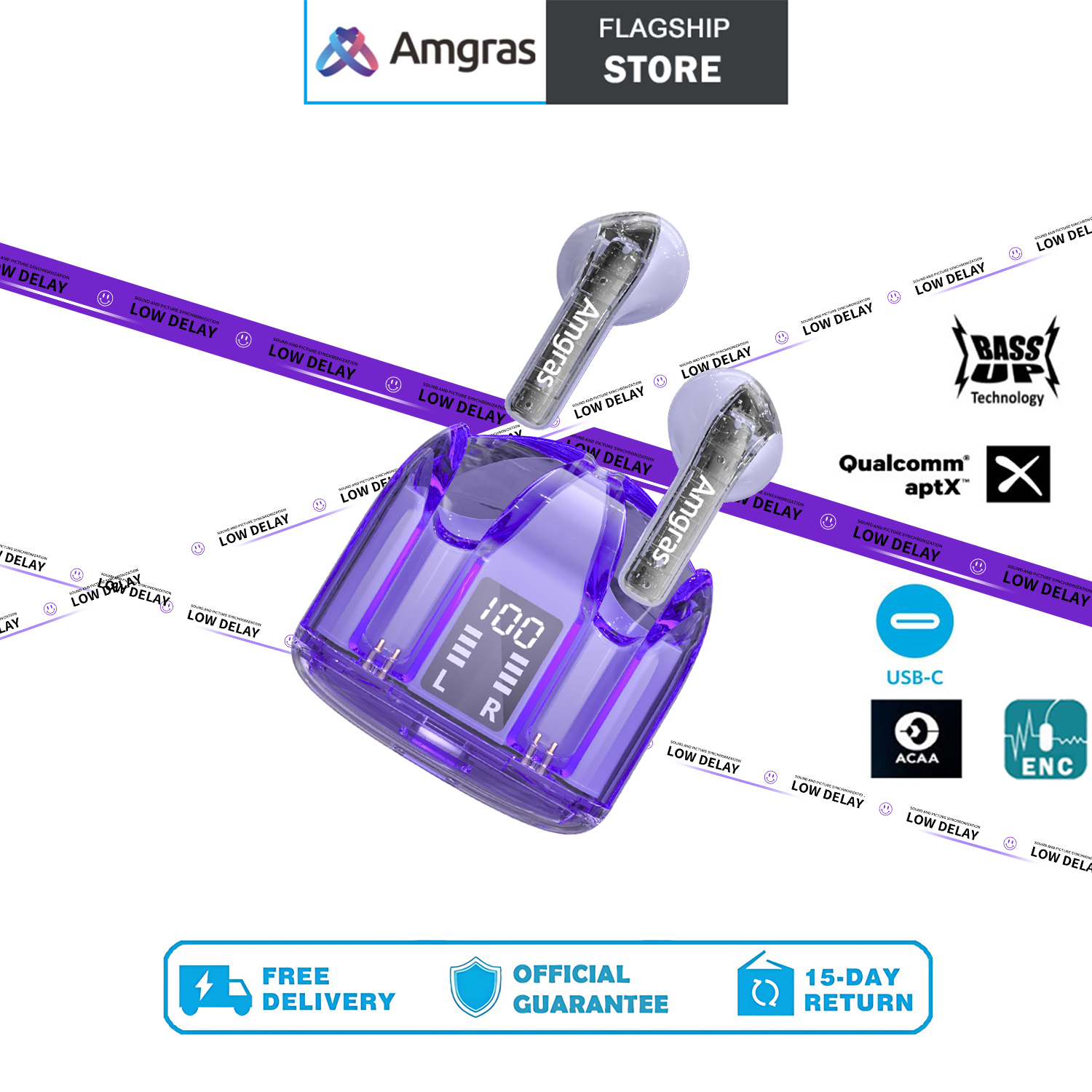 Amgras Future VII Pro Bluetooth Earphone Targeted Environment Noise ...