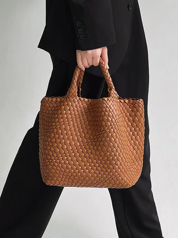 Elegant Solid Color Woven Tote Handbags – The Epitome of Style and ...