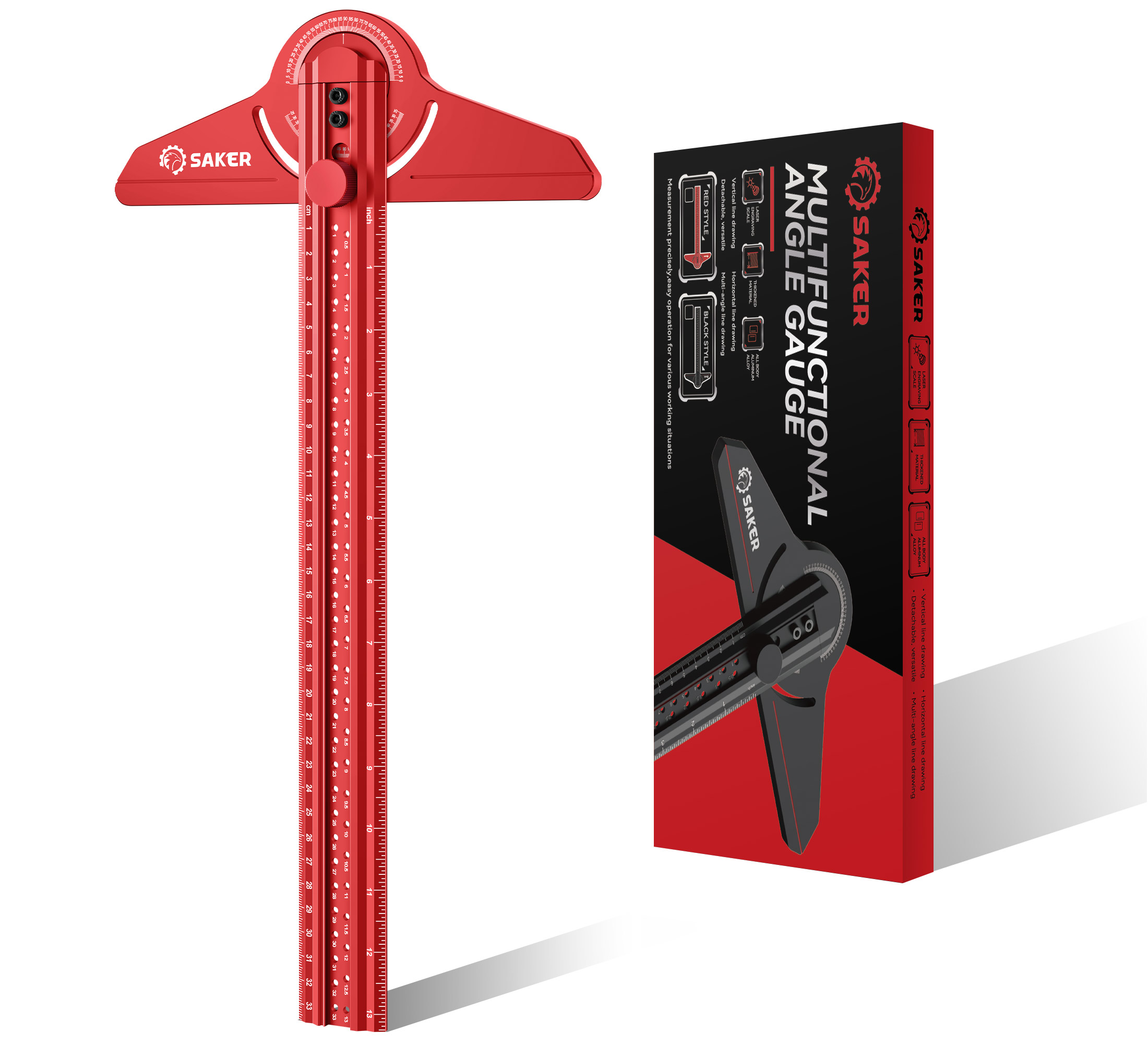 SAKER® Adjustable Aluminum Protractors with 13 Inch Ruler