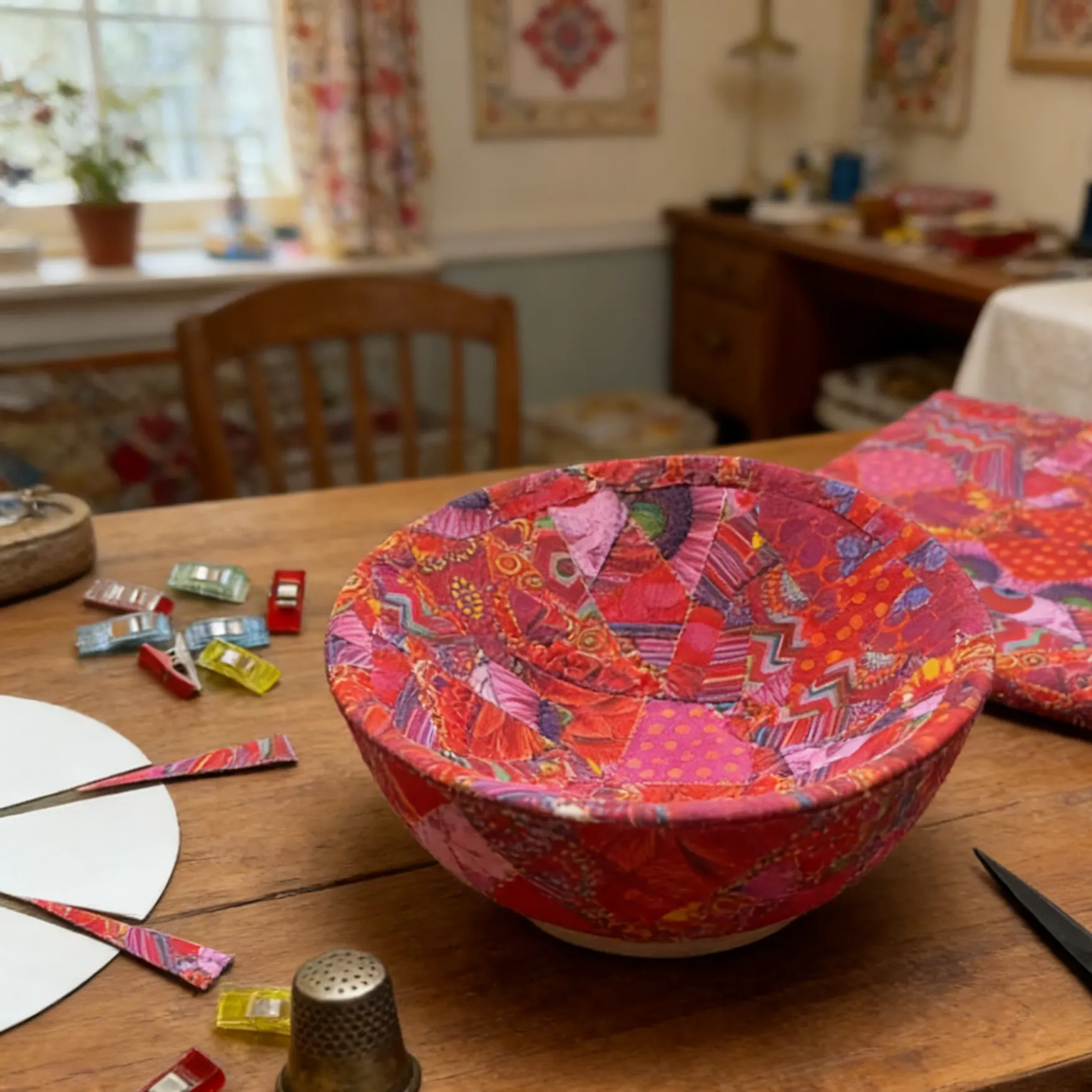 Easy Fabric Bowl Sewing Template - Instructions Included