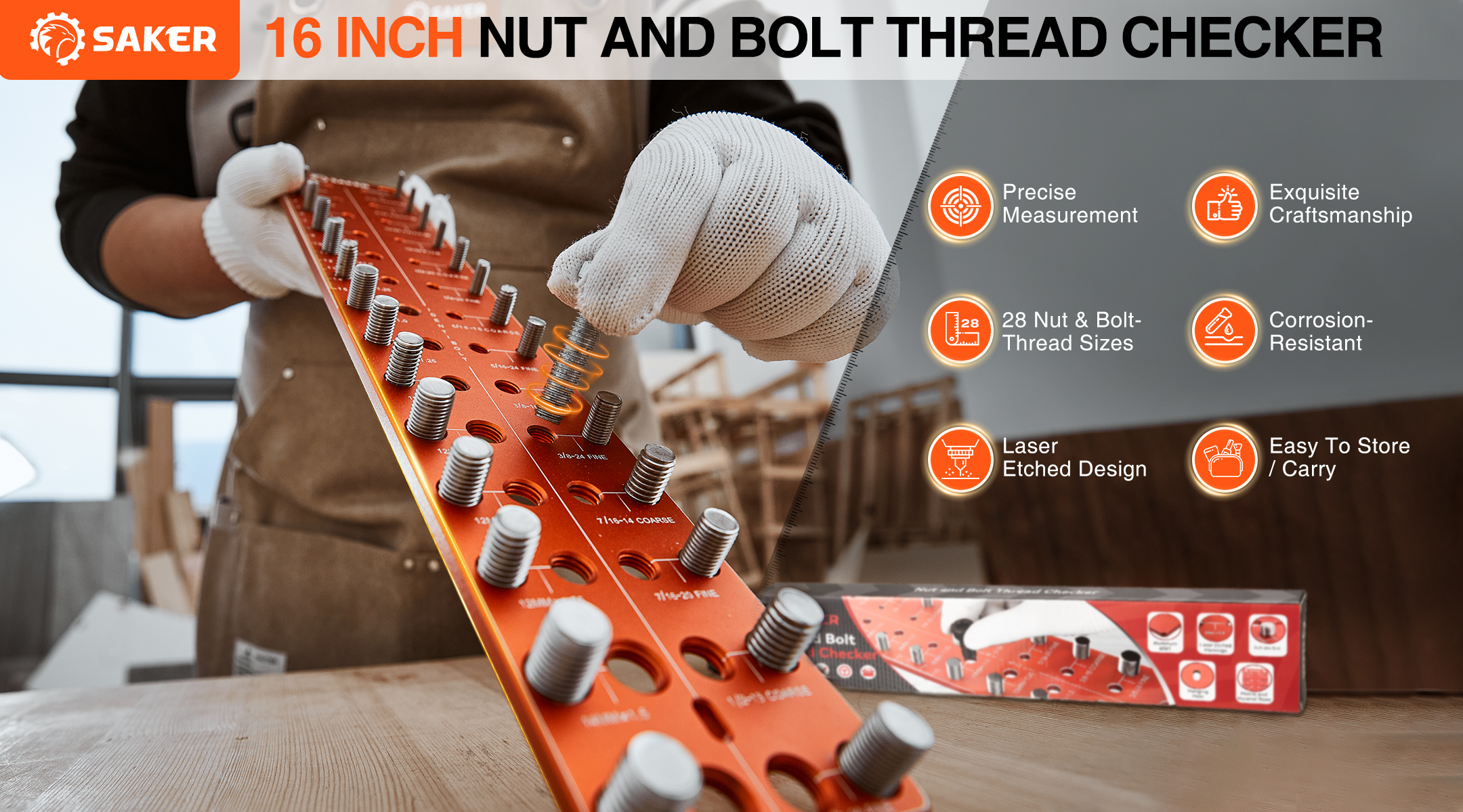 SAKER® Nut and Bolt Thread Checker
