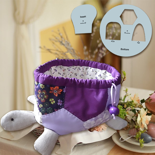 Sewing Turtle Patchwork Storage Bag Template Set - Include Tutorial