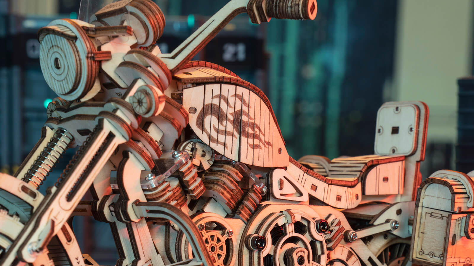 ROKR Puzzle | Cruiser Motorcycle 3D Wooden Puzzle LK504