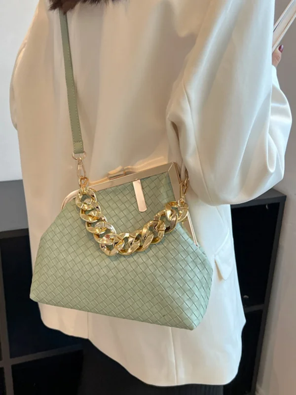 Elegant Geometric Chain-Adorned Handbags