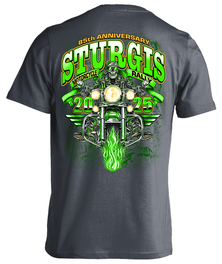 2025 Sturgis Motorcycle Rally Green Skeleton Rider - 85th Anniversary
