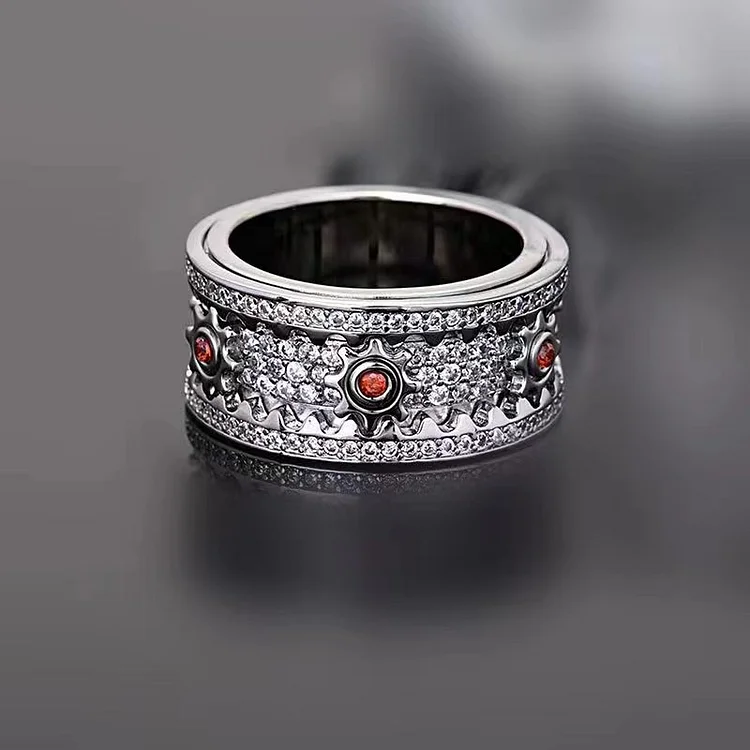 925 Sterling Silver Personalized Stress Reducing Rotatable Gear Ring