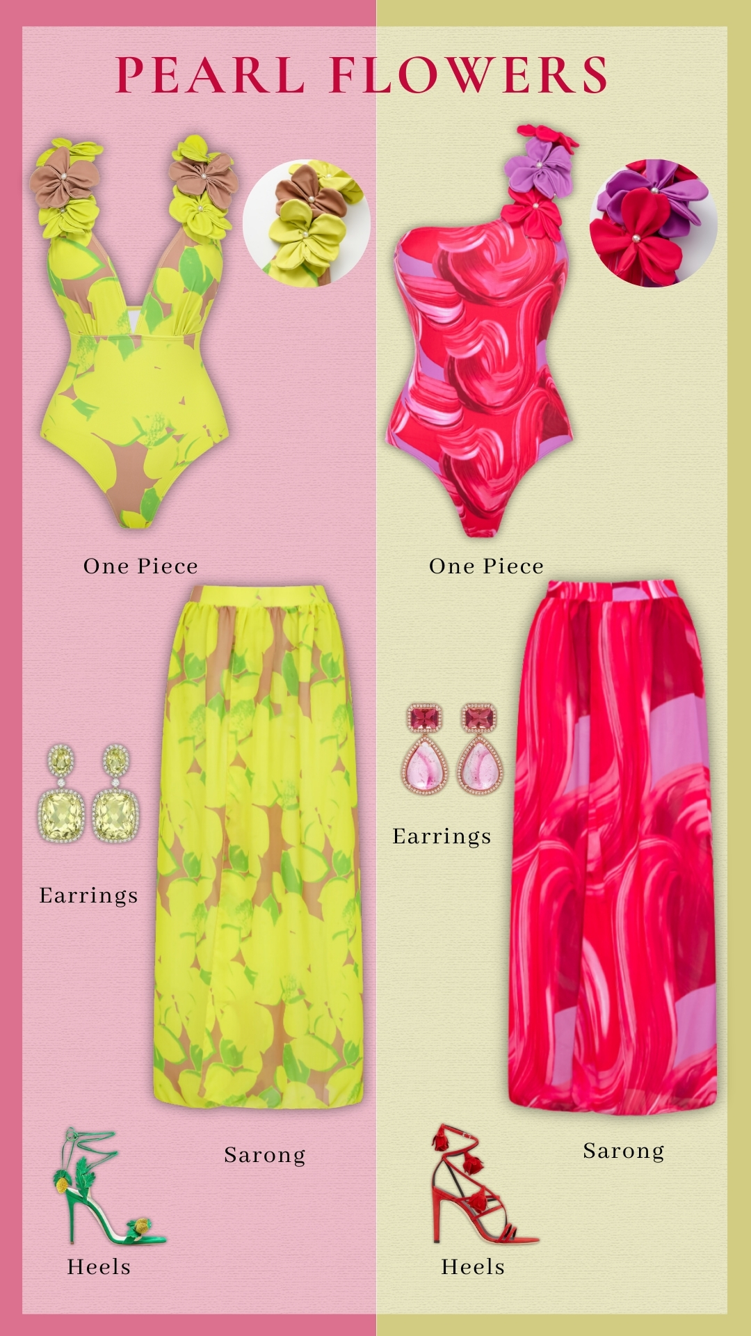 One Shoulder 3d Flower Decor Printed One Piece Swimsuit And Skirt