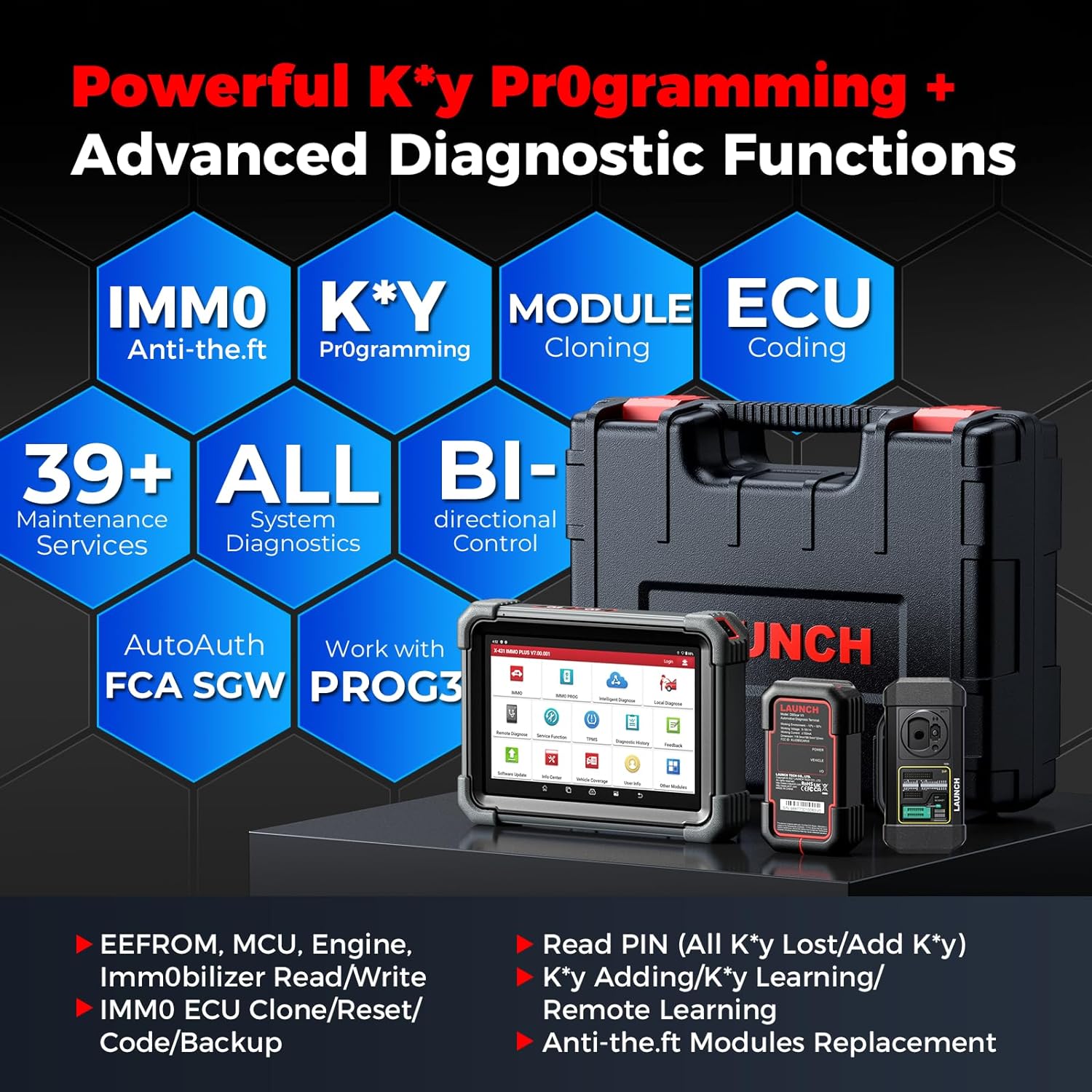 Launch X431 IMMO PLUS Key Programming Car Scanner Bidirectional ...