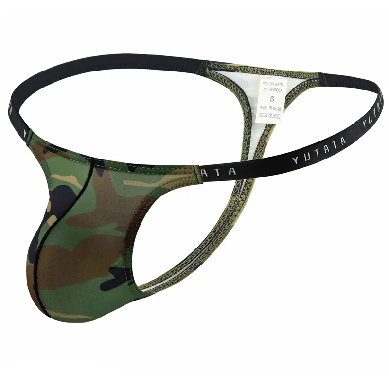 Men's Sexy Camouflage Thong Raised Pocket Thong Panties