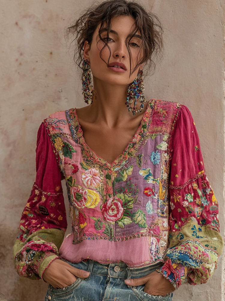 Bohemian Floral Art Cotton And Linen Embroidery